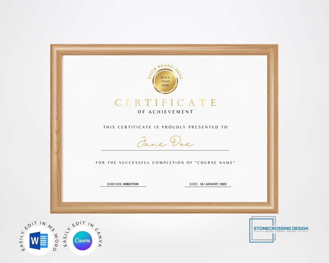 Editable Certificate of Achievement Template. Award Template. Printable ...