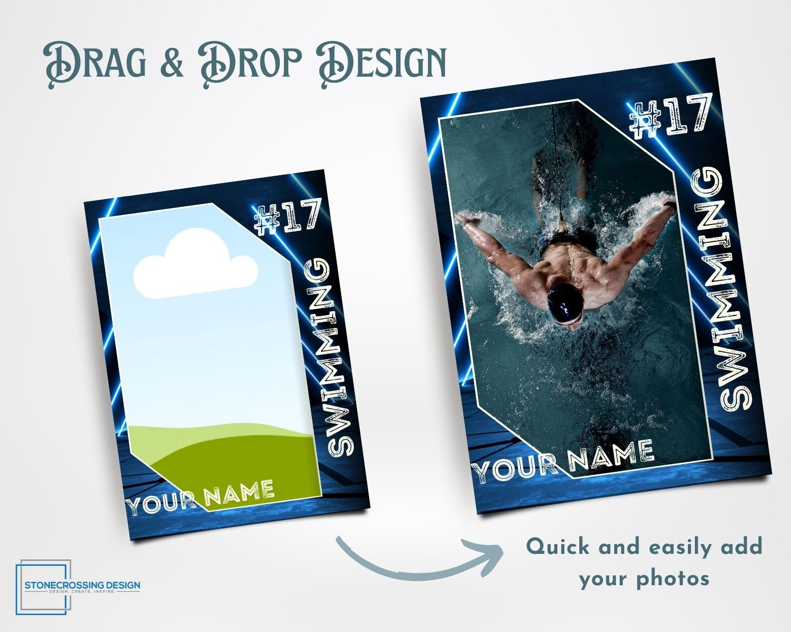 Swimming Trading Card Template Trading Card Template Canva Template ...