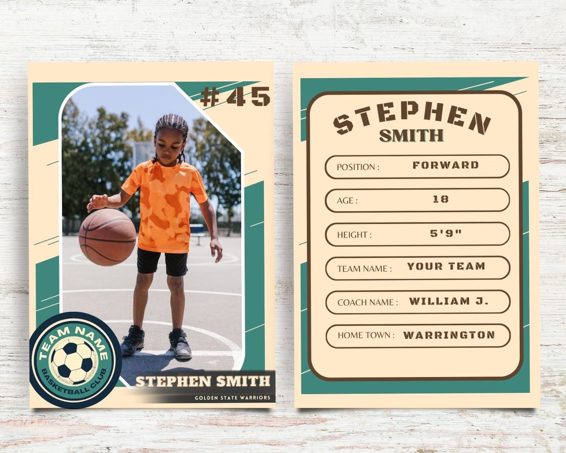 Basketball Trading Card Template Trading Card Template - Etsy
