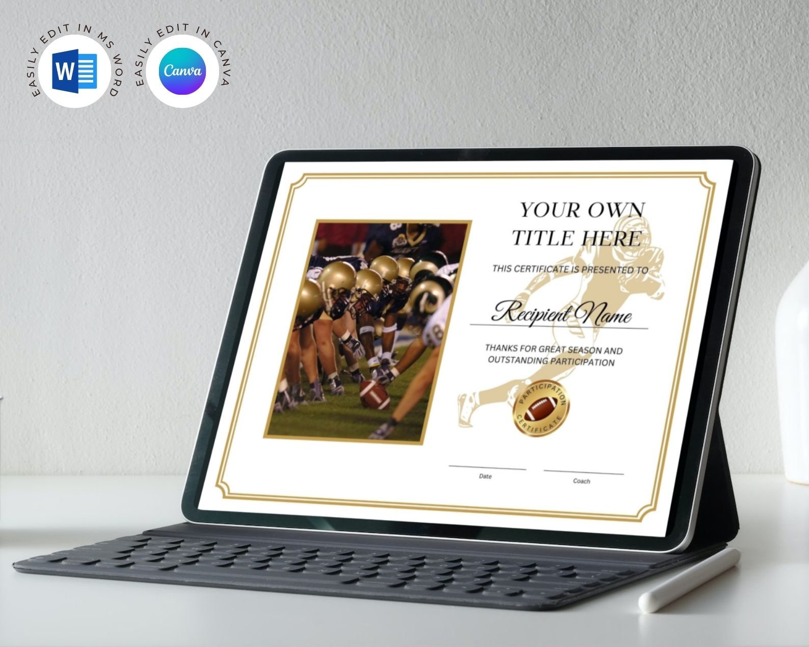 Editable Football Sports Certificate. Recognizing Sporting Excellence ...