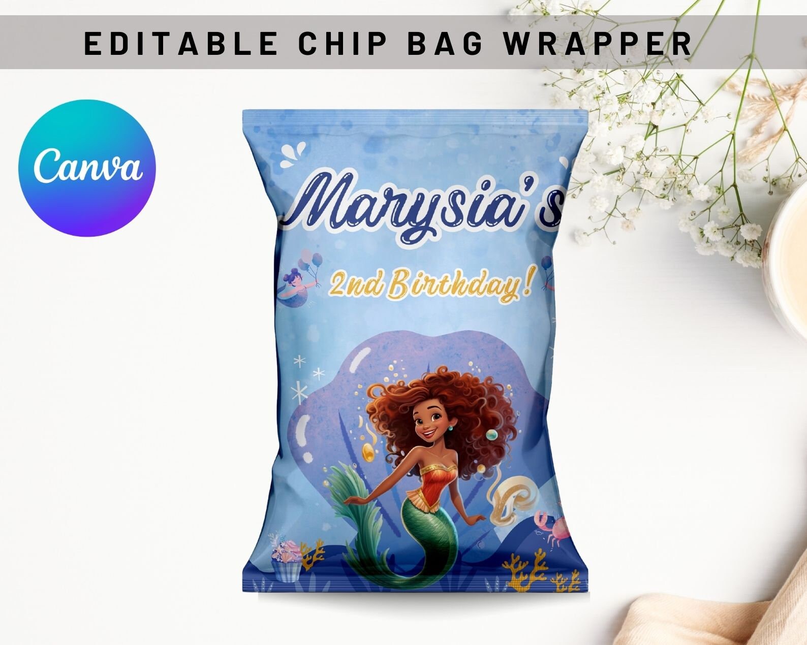Mermaid Chip Bag Wrapper Template Undersea Delight Chip Bag Wrapper ...