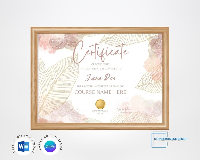 Editable Certificate of Completion Template. Award Template. Printable ...