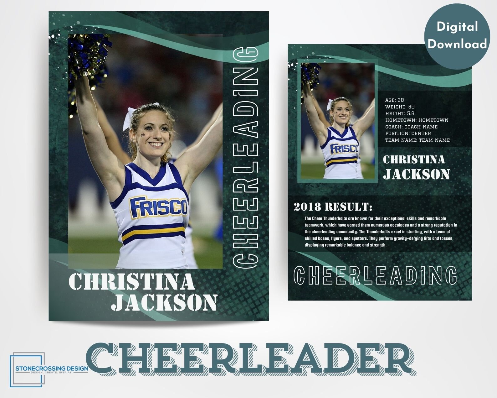 Cheerleading Trading Card Template Trading Card Template Canva Template ...