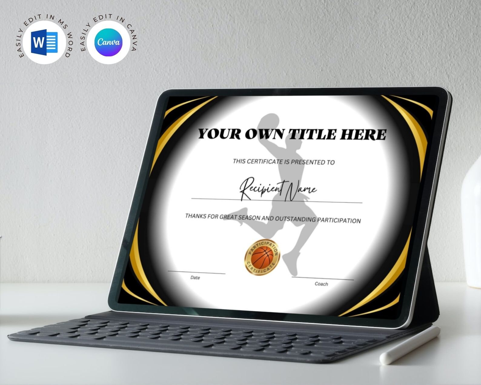 Editable Basketball Sports Certificate. Recognizing Sporting - Etsy