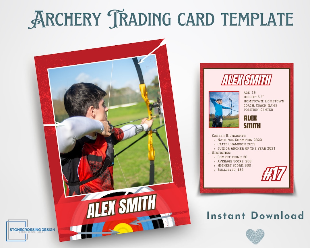 Boys Archery Trading Card Template | Trading Card Template | Canva ...