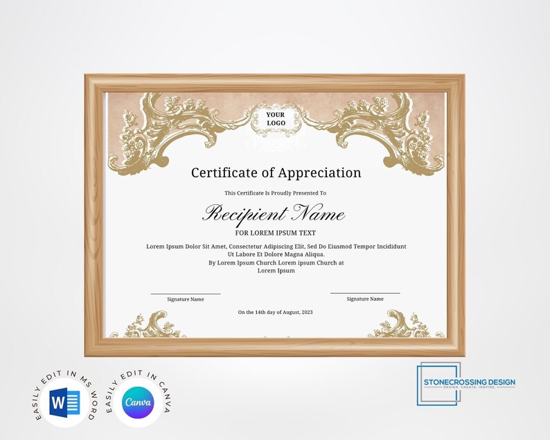 Editable Certificate of Appreciation. Award Template. Printable ...