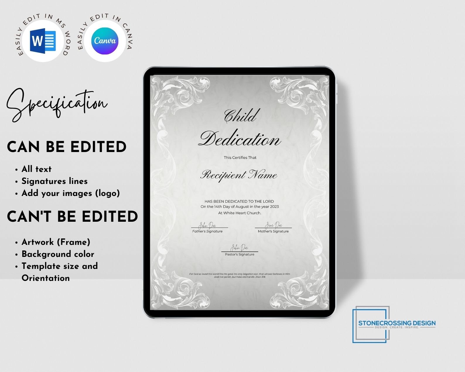 Editable Certificate of Child Dedication Template. Child Dedication ...