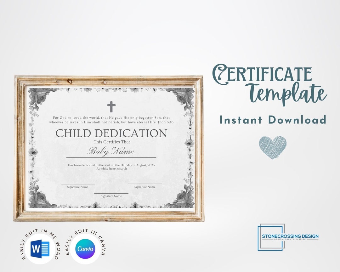 Editable Baby Dedication Template. Baptism. Child Dedication. Printable ...