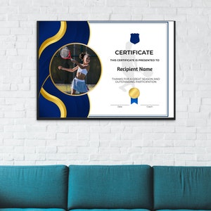Editable Tennis Sports Certificate Template With Photo. Award. - Etsy