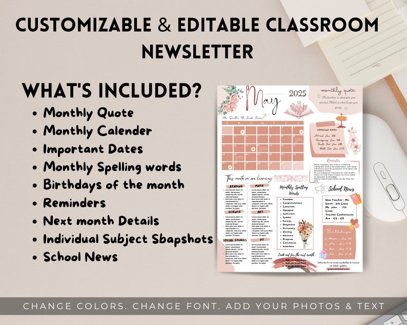 May 2025 Newsletter Template | Editable Monthly Newsletter | Printable ...