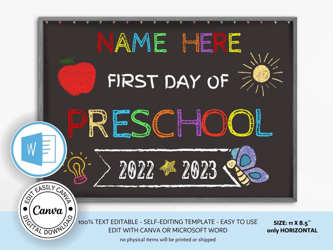 Editable Pre-school Certificate. Printable Certificate. - Etsy