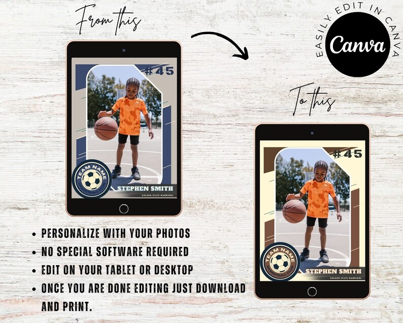 Basketball Trading Card Template Trading Card Template - Etsy