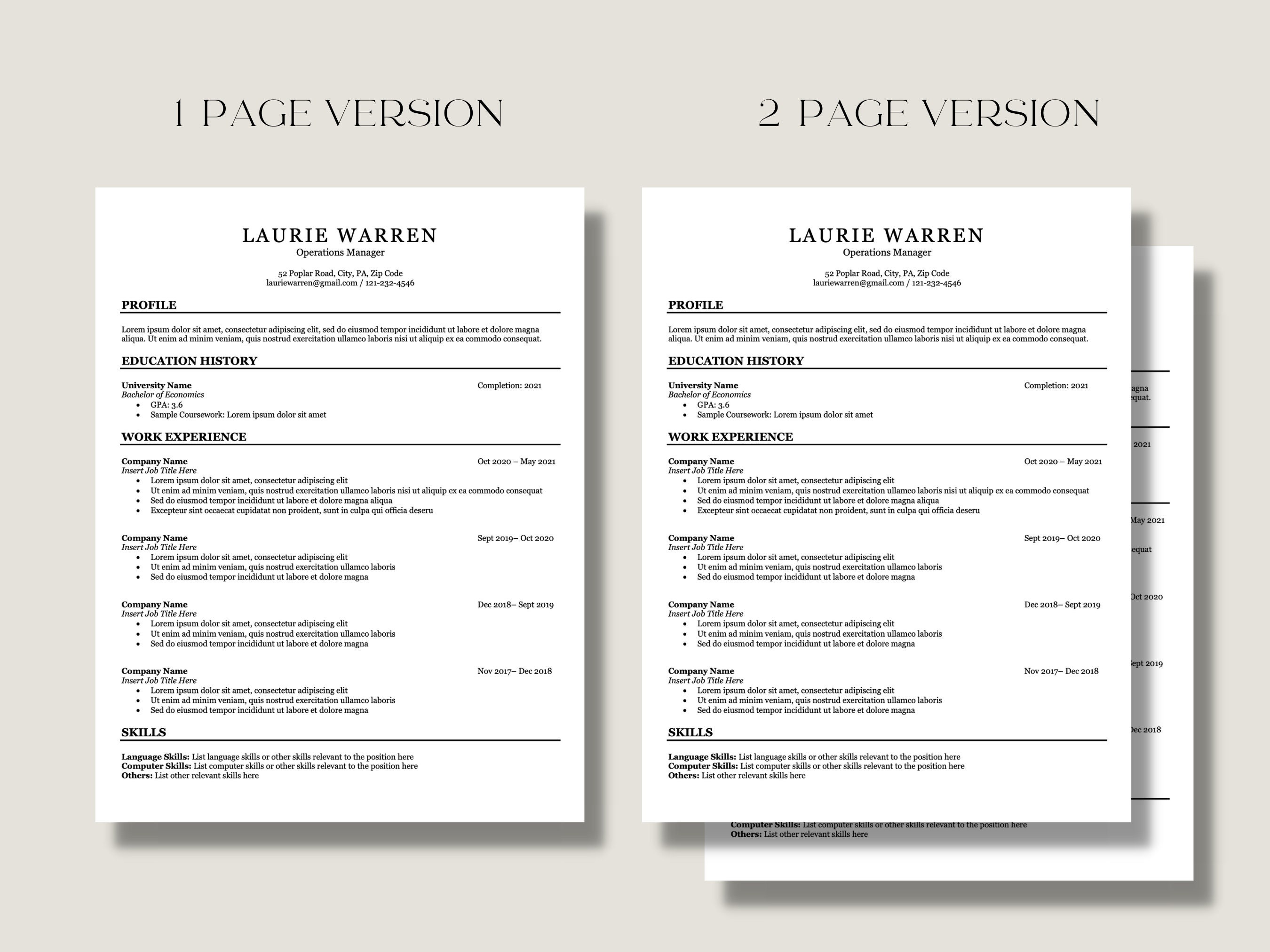 ATS Friendly Resume CV Template 2023 Professional Executive Resume ...