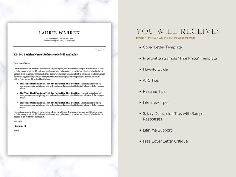 ATS Friendly Cover Letter Template for Mac and Google Docs 2023 ...