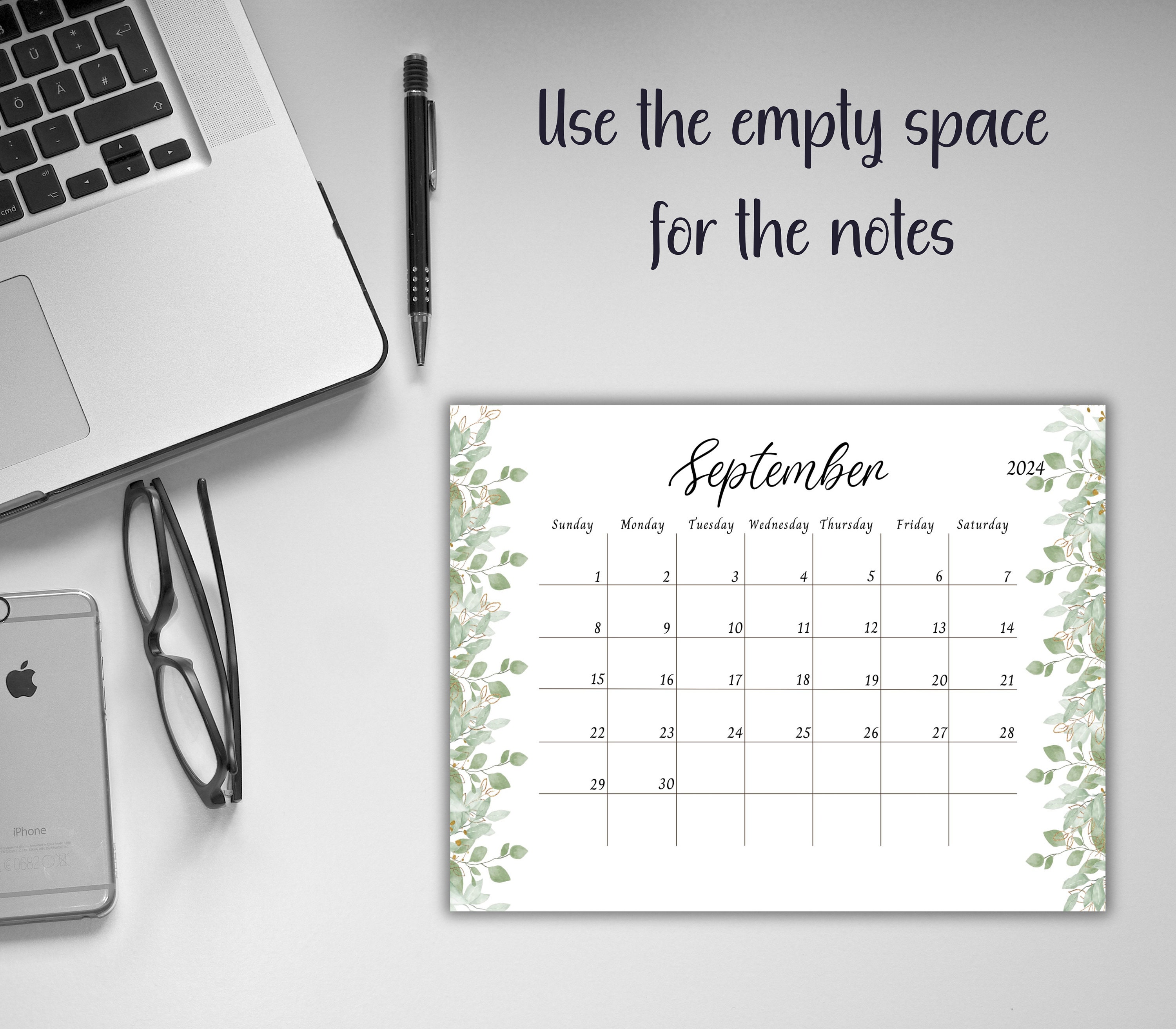 Printable 2024 Calendar Desk Branches Calendar Events - Etsy