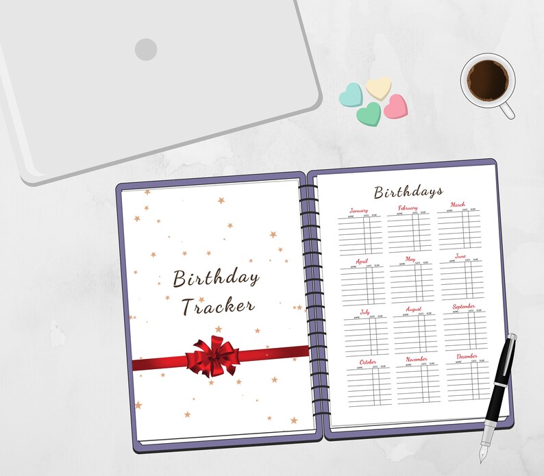 Birthday Tracker Printable Planner, Birthday Organizer, Birthday ...