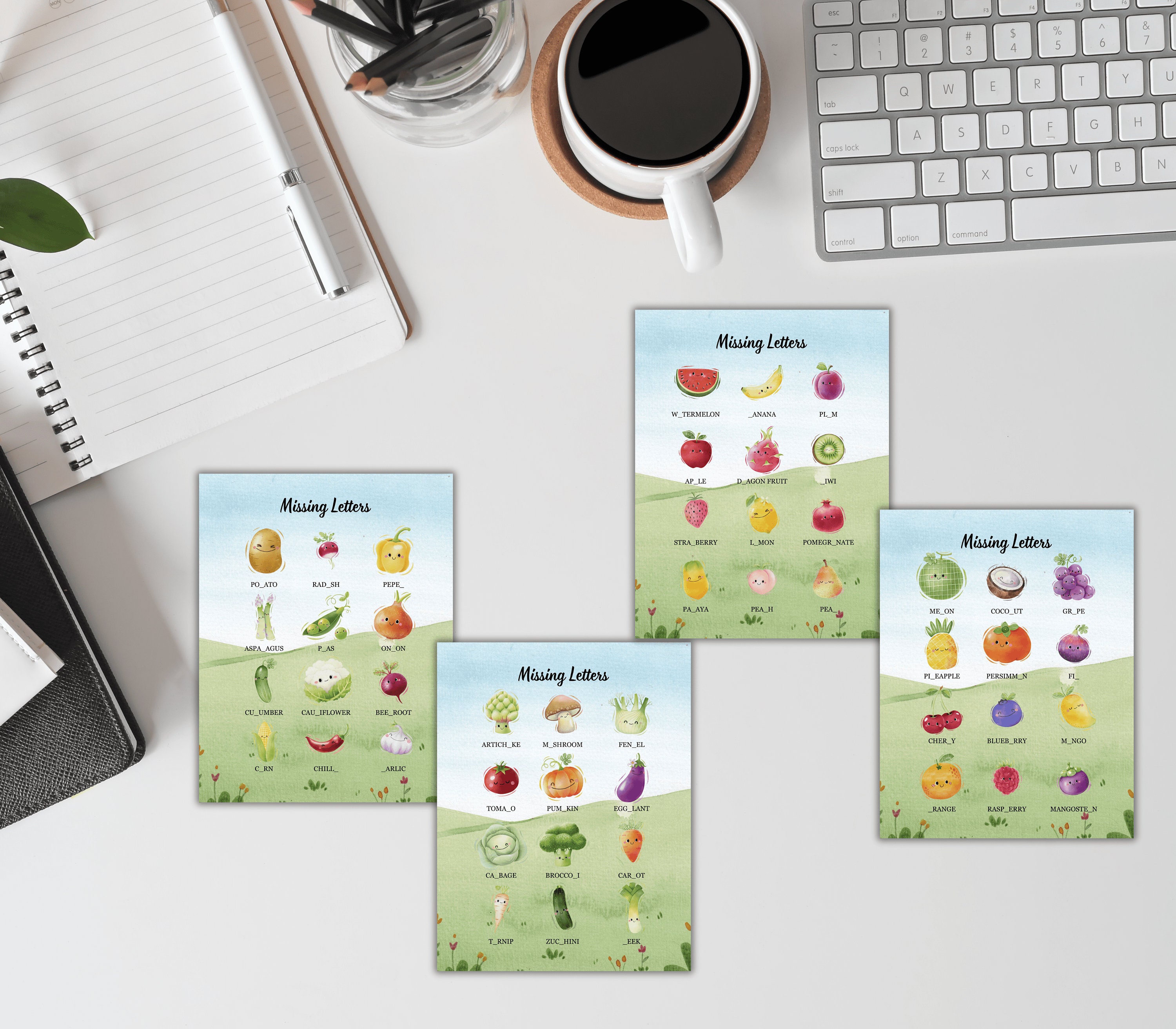 Printable Fruits & Vegetables Bundle, Kids Activity, Learning ...