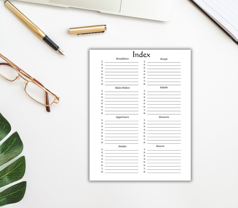 Printable Recipe Book Planner, Cookbook, Tab Dividers for Recipe ...