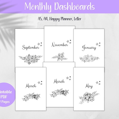 Bullet Journal Monthly Cover Pages - Etsy