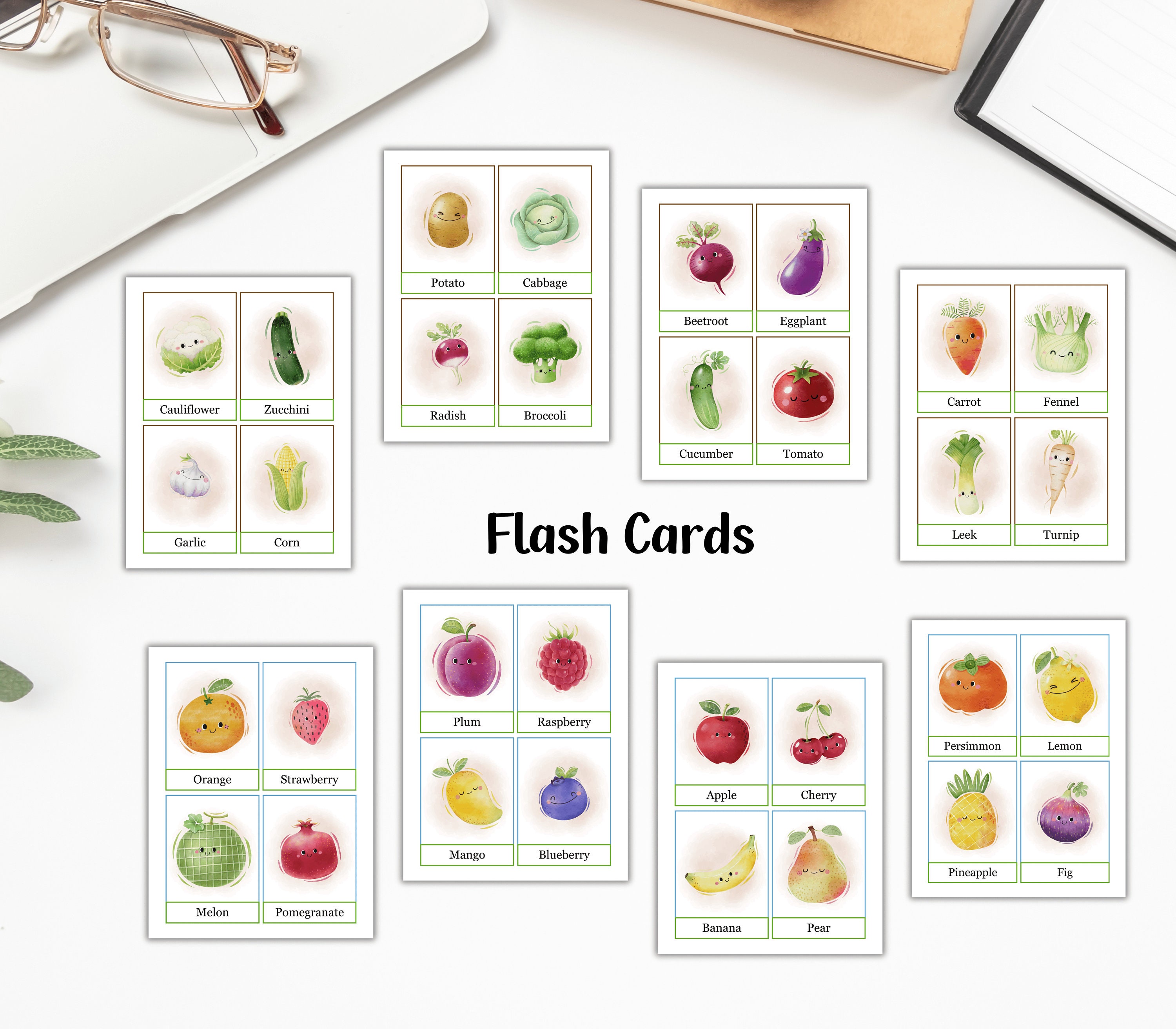 Printable Fruits & Vegetables Bundle, Kids Activity, Learning ...