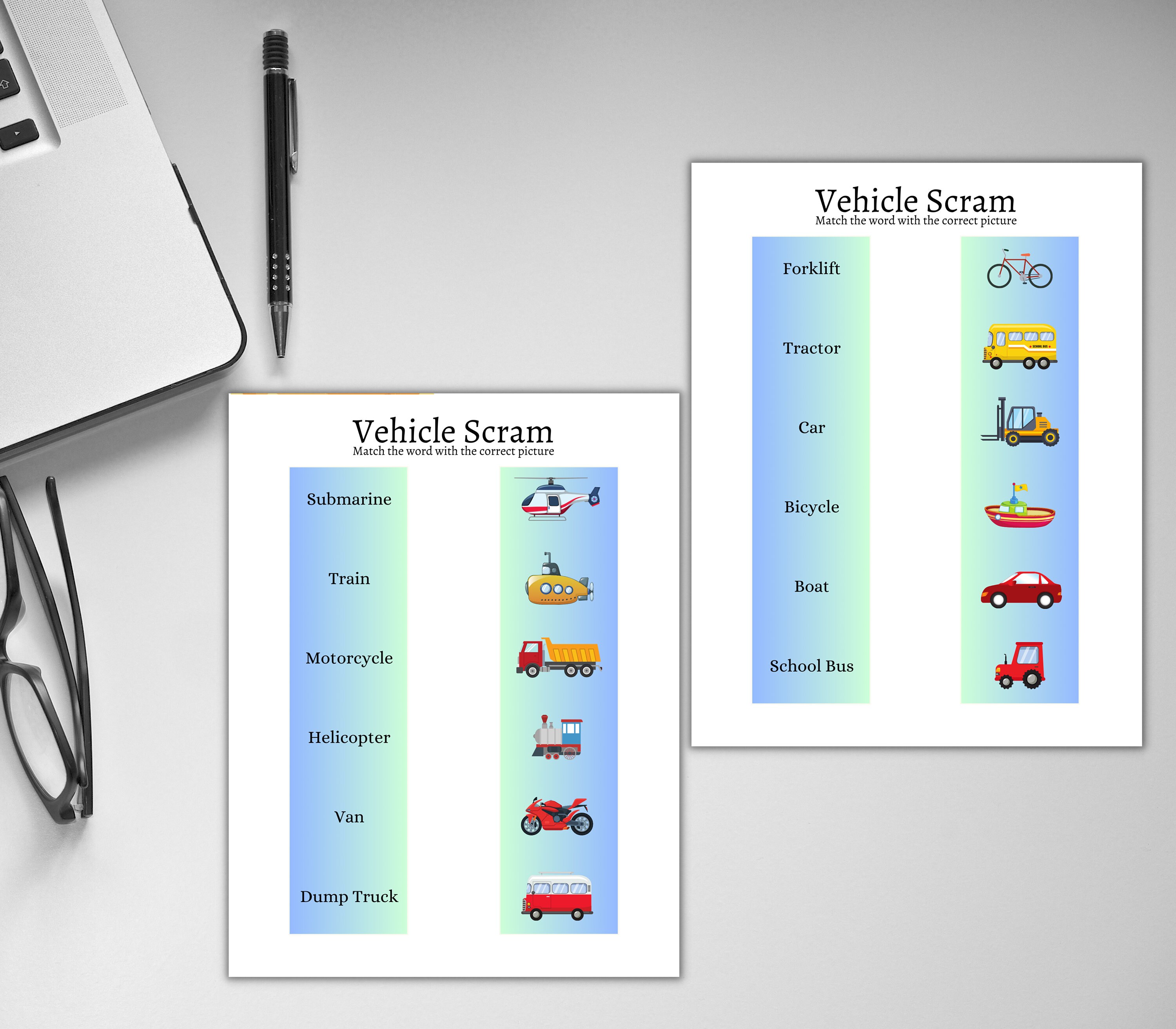 Printable Vehicle Bundle, Kids Activity, Learning About Vehicles ...