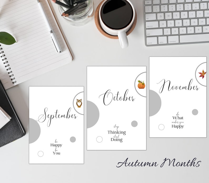 Printable Monthly Cover Pages, Seasonal Monthly Dashboard, Cover Page ...
