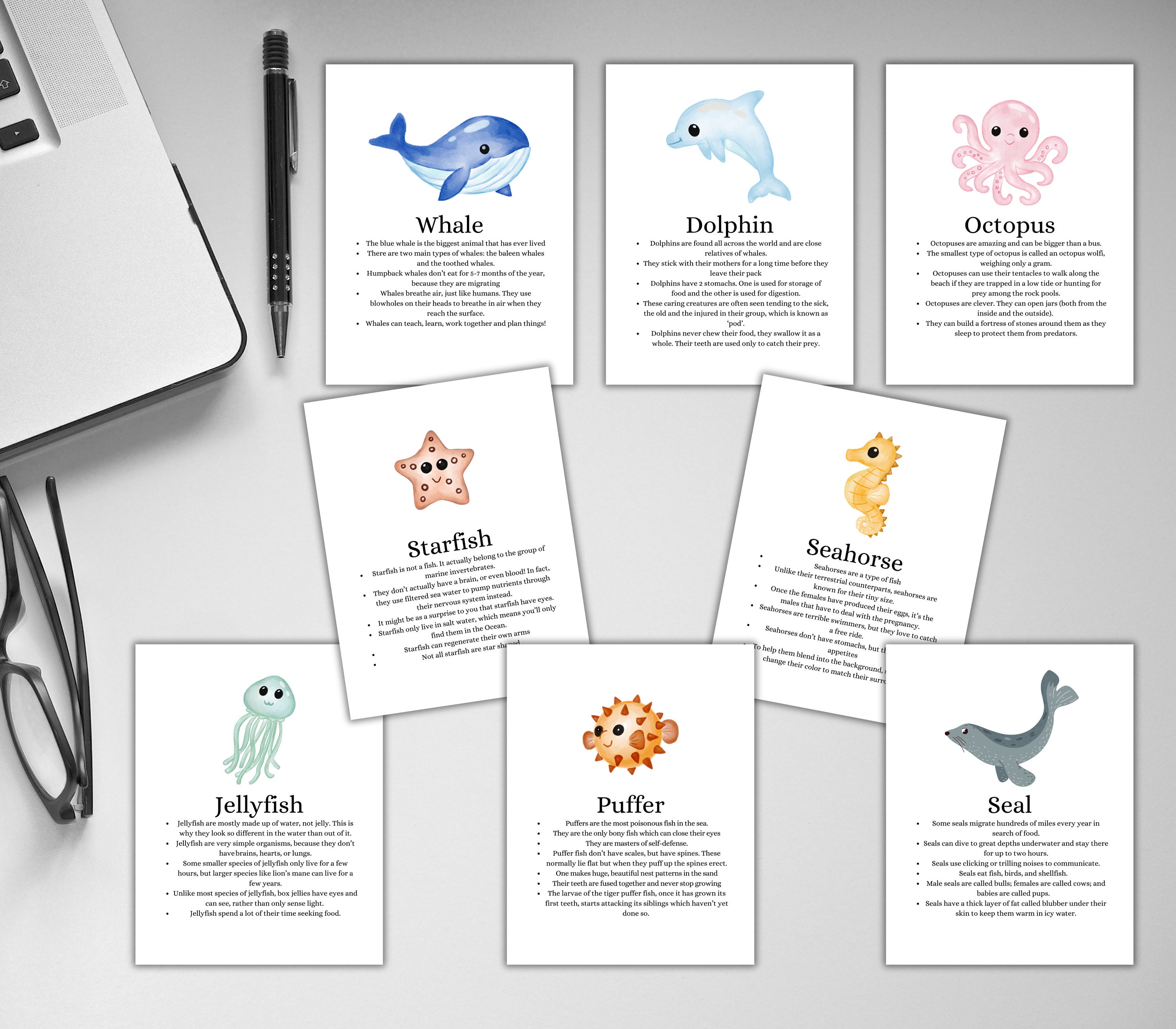 Printable Sea Animals Learning Bundle: Kids Activities (PDF) - Etsy