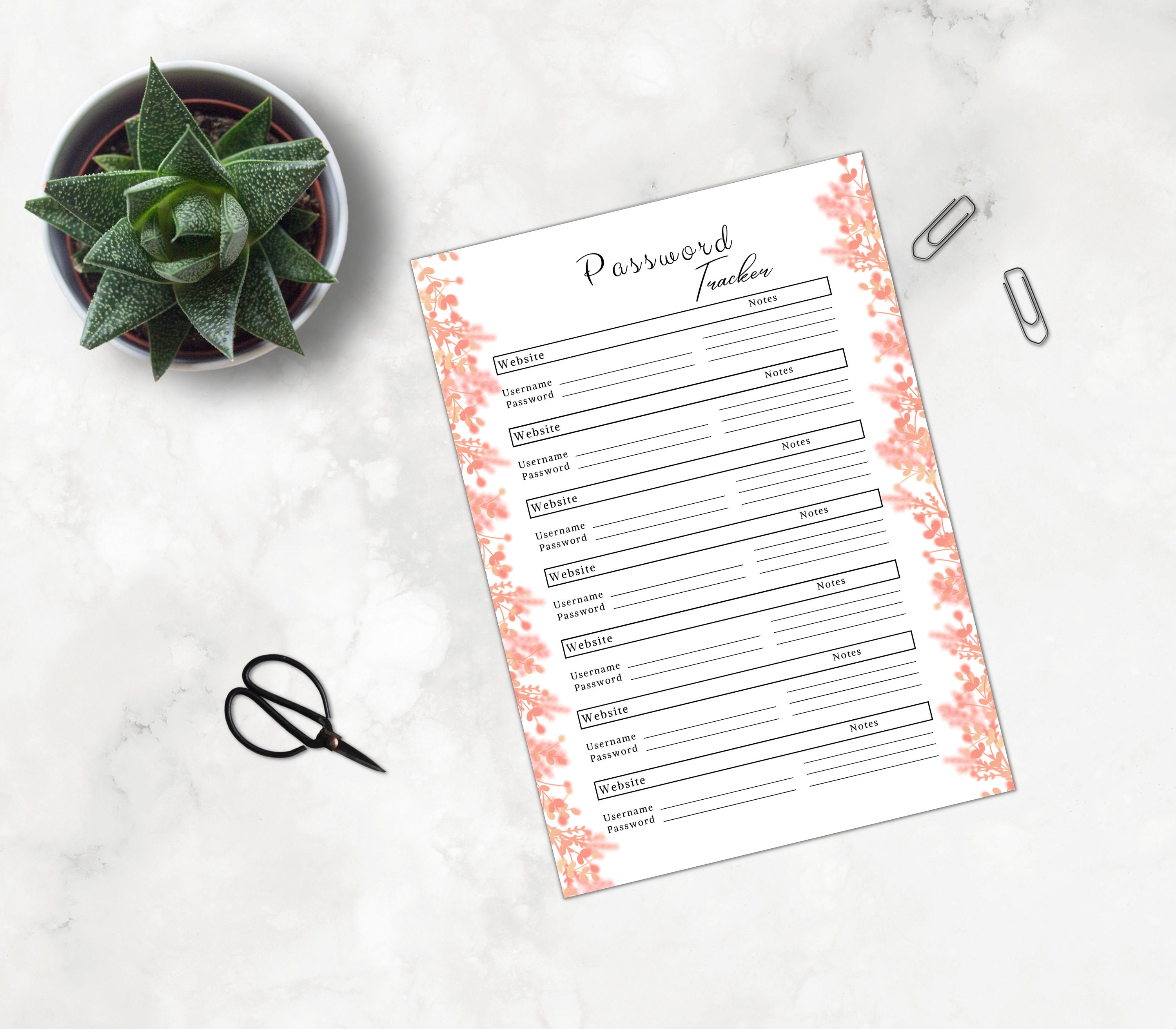 Password Tracker Printable, Password Organizer, Planner Insert ...