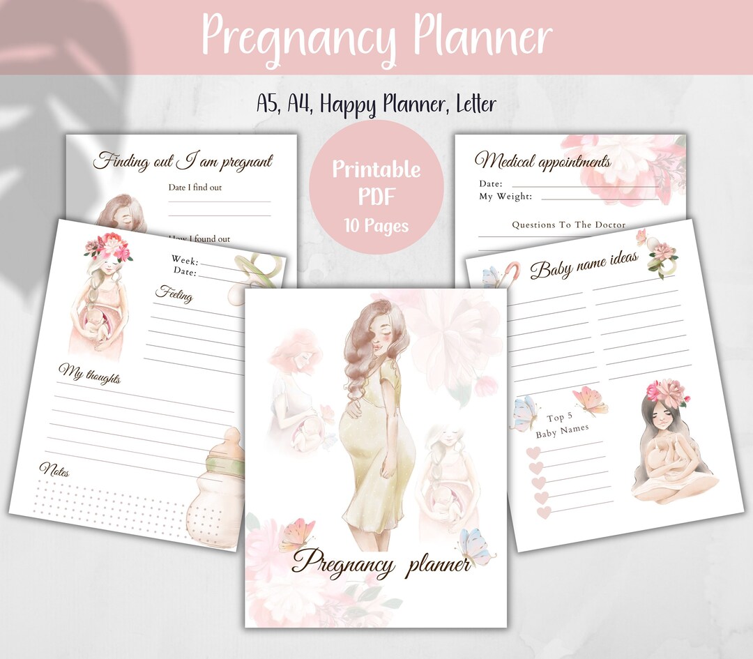 Printable Pregnancy Planner, Pregnancy Journal, Pregnancy Organizer, 10 ...