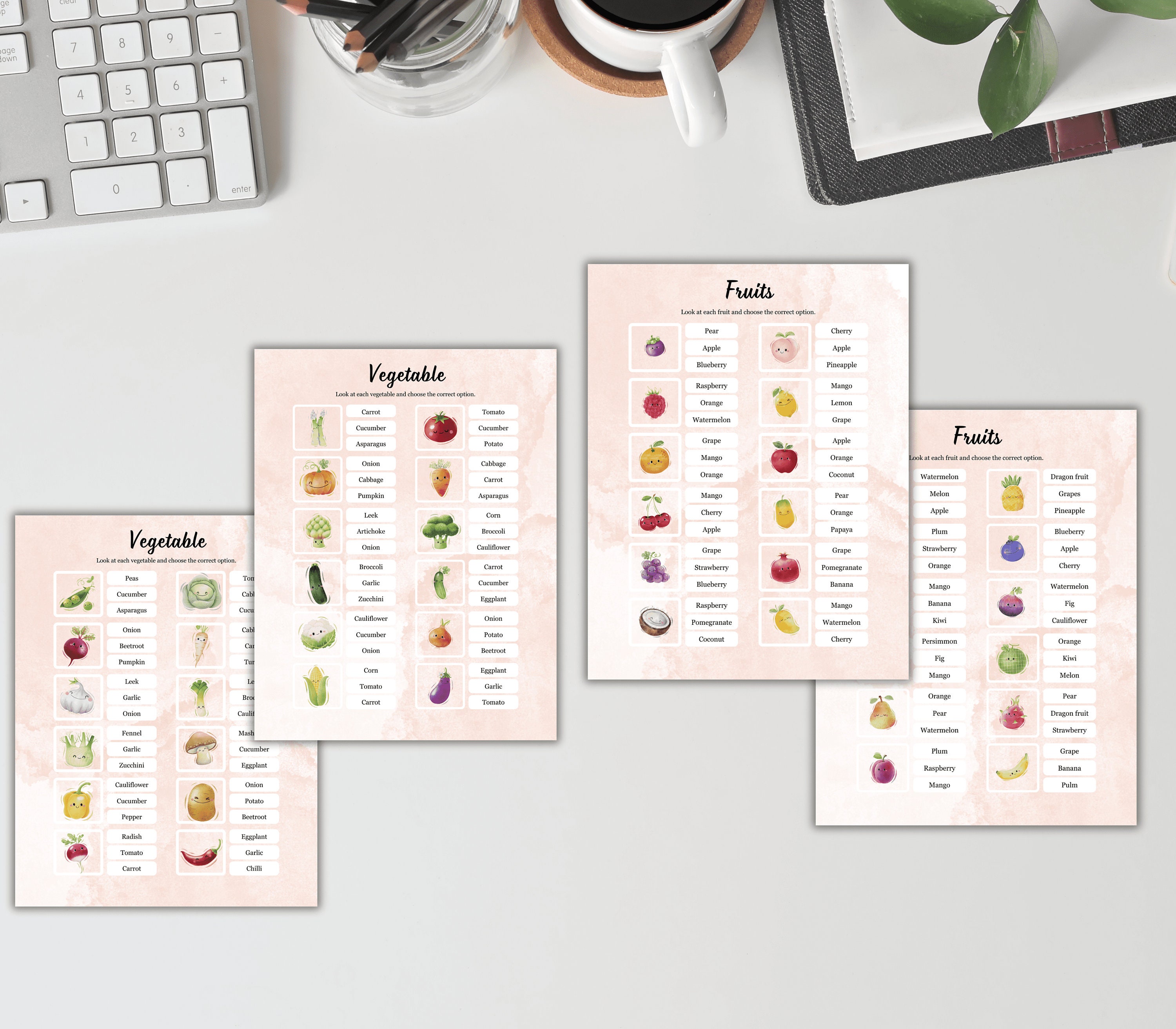 Printable Fruits & Vegetables Bundle, Kids Activity, Learning ...