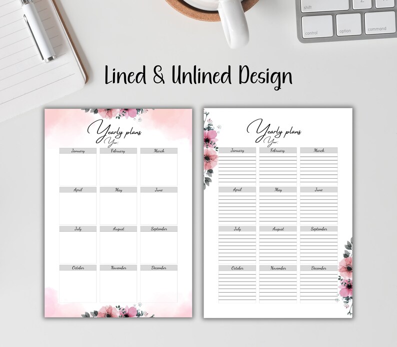 Printable Yearly Planner, Quarterly Tasks & Goals, 2024 Year at a ...
