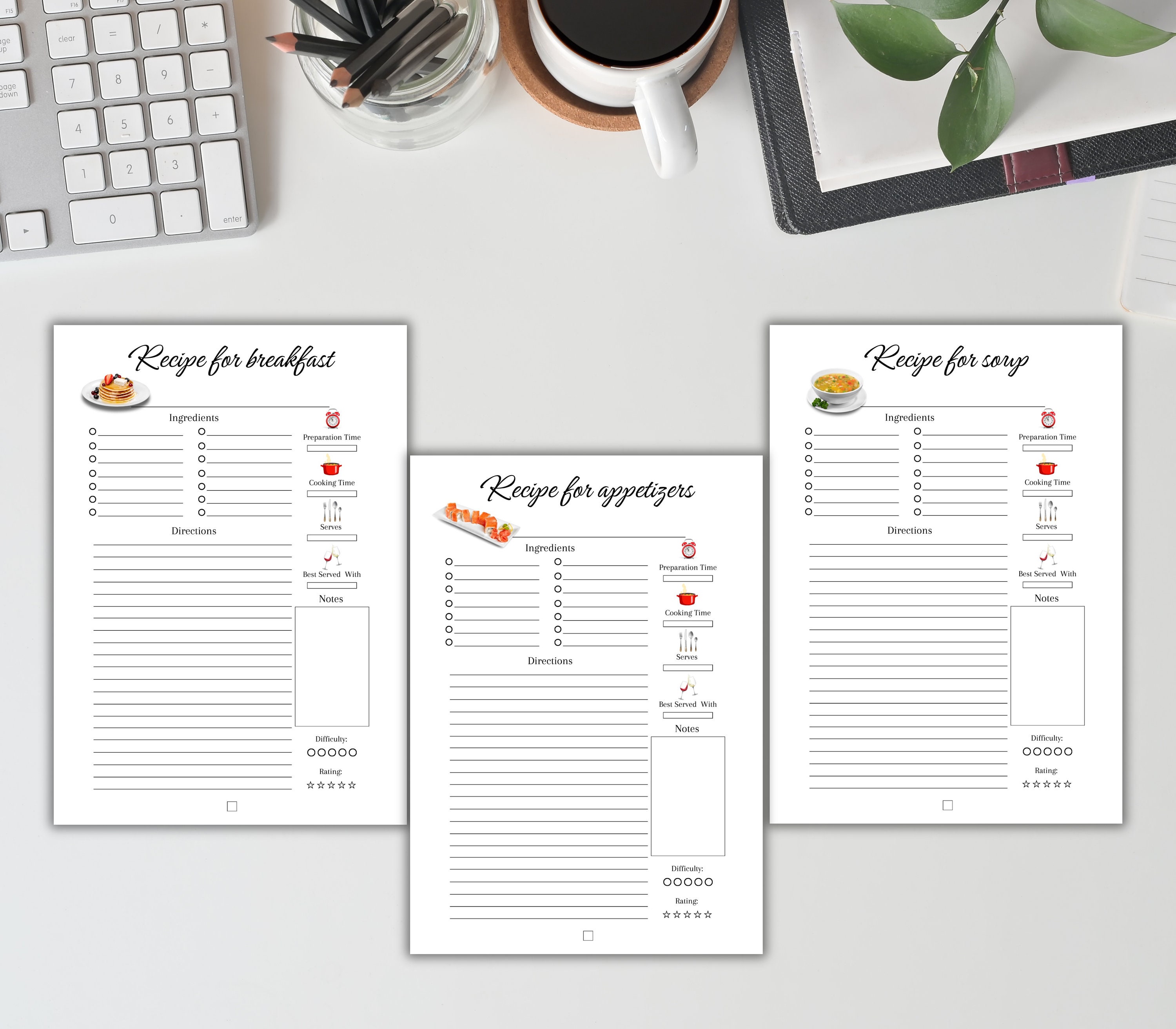 Printable Home Cooking Recipe Book Planner Pages, Recipe Binder ...