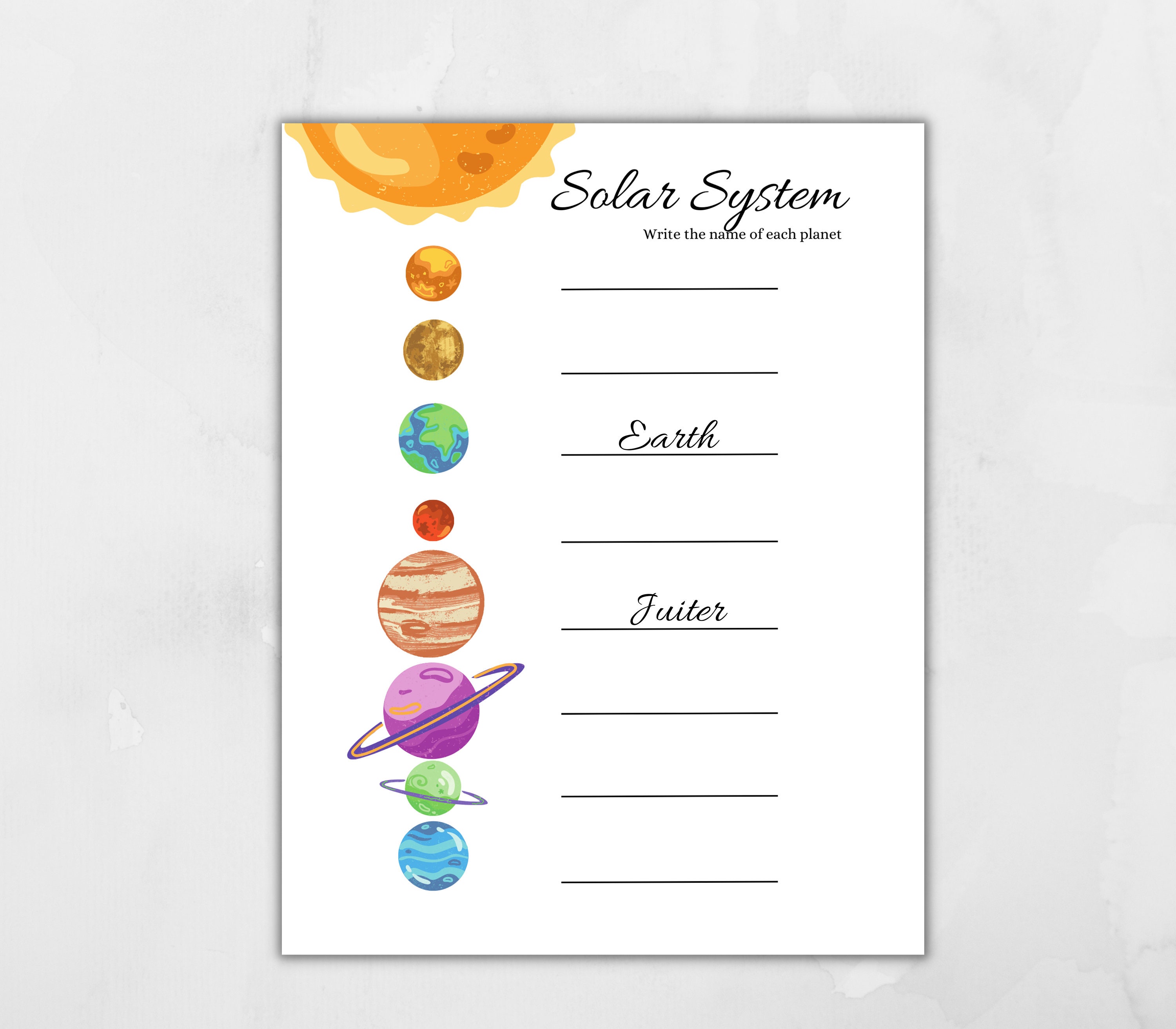 Printable Solar System Bundle: Kids Learning Activity (PDF) - Etsy