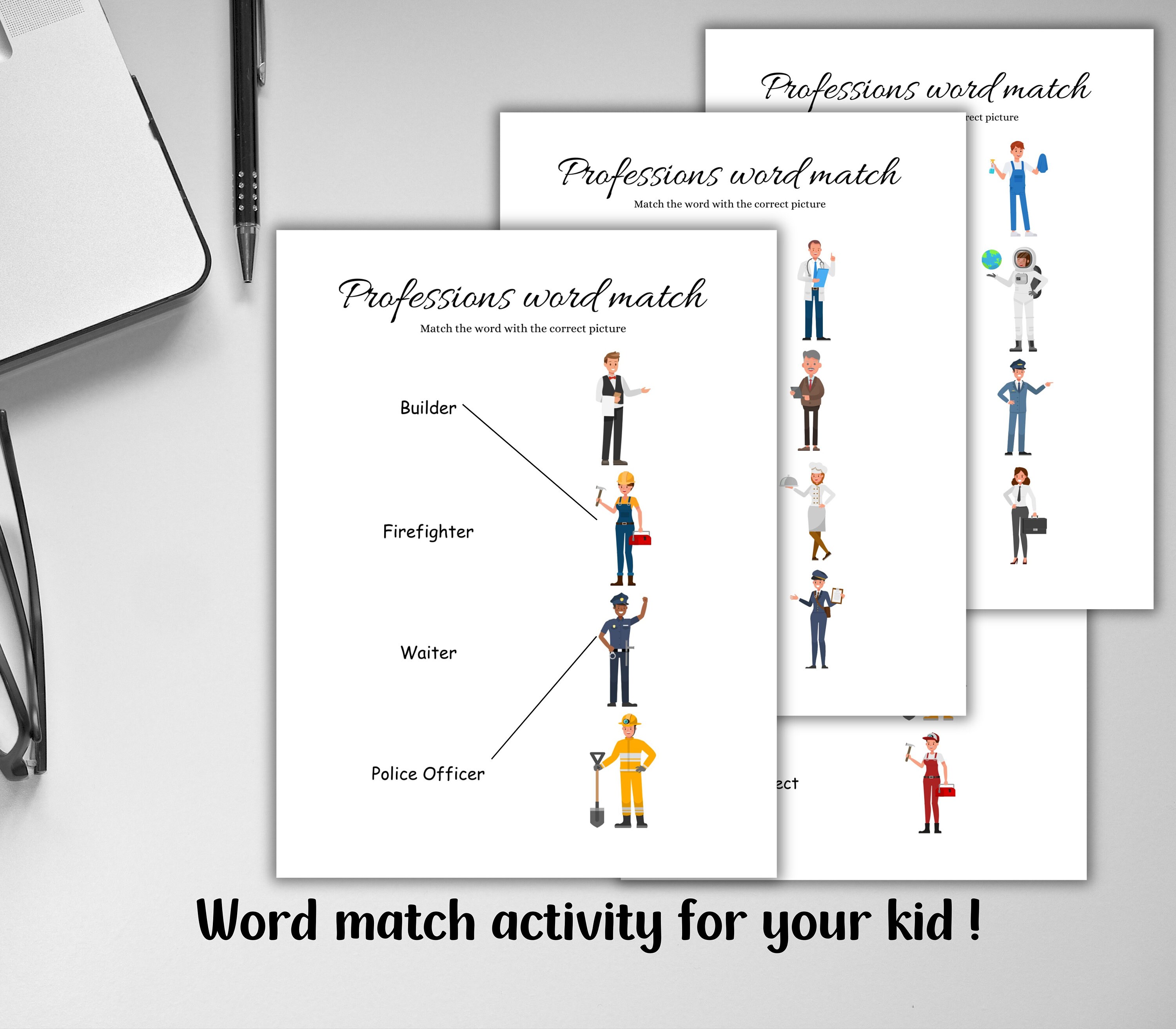 Printable Professions Activity, Occupations Poster, Professions Flash ...