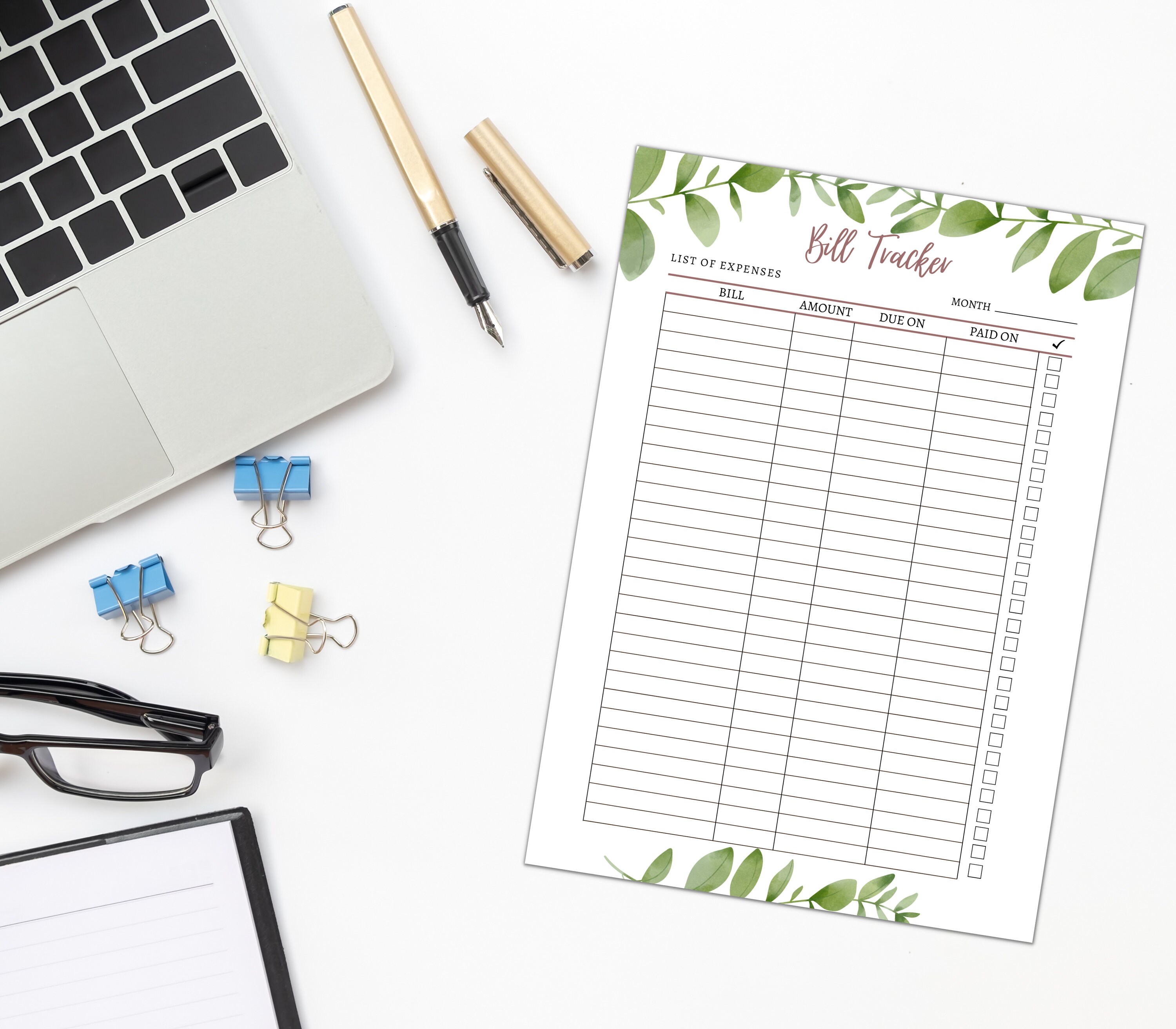 Printable Bill Tracker Planner Inserts, Monthly & Yearly Bill Records ...