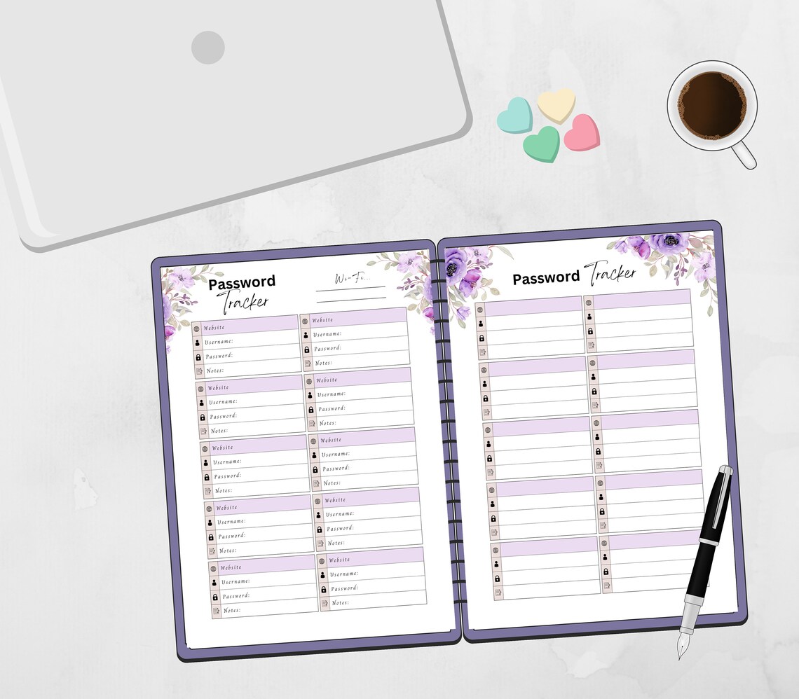 Printable Password Tracker, Password Log, Password Organizer, Planner ...