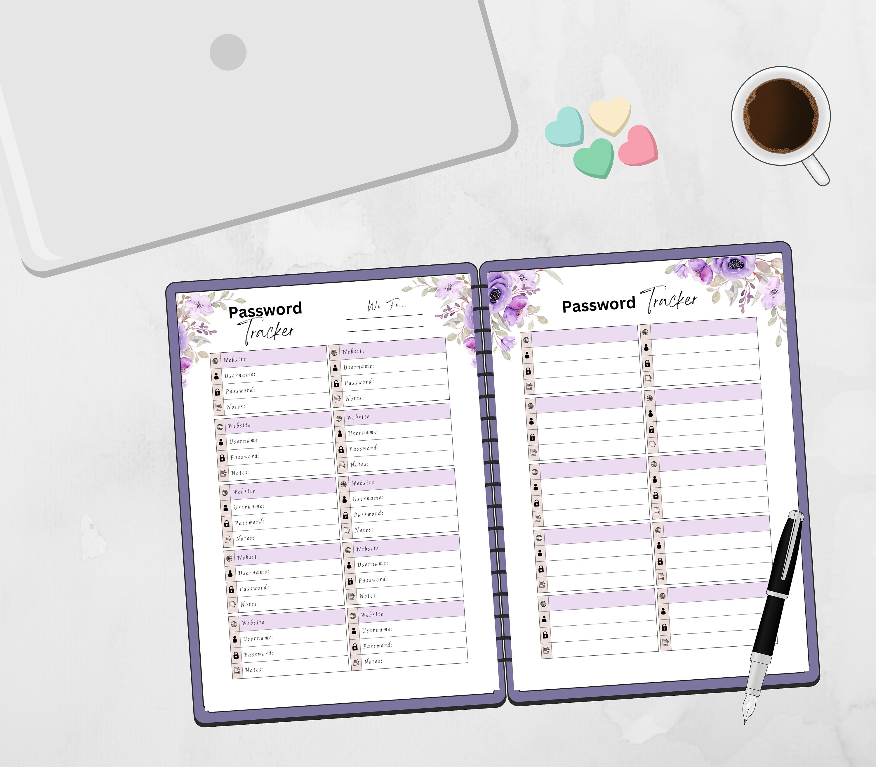 Printable Password Tracker, Password Log, Password Organizer, Planner ...