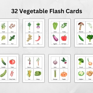 Printable Vegetables Bundle, 32 Vegetable Flash Cards, Kids Activity ...