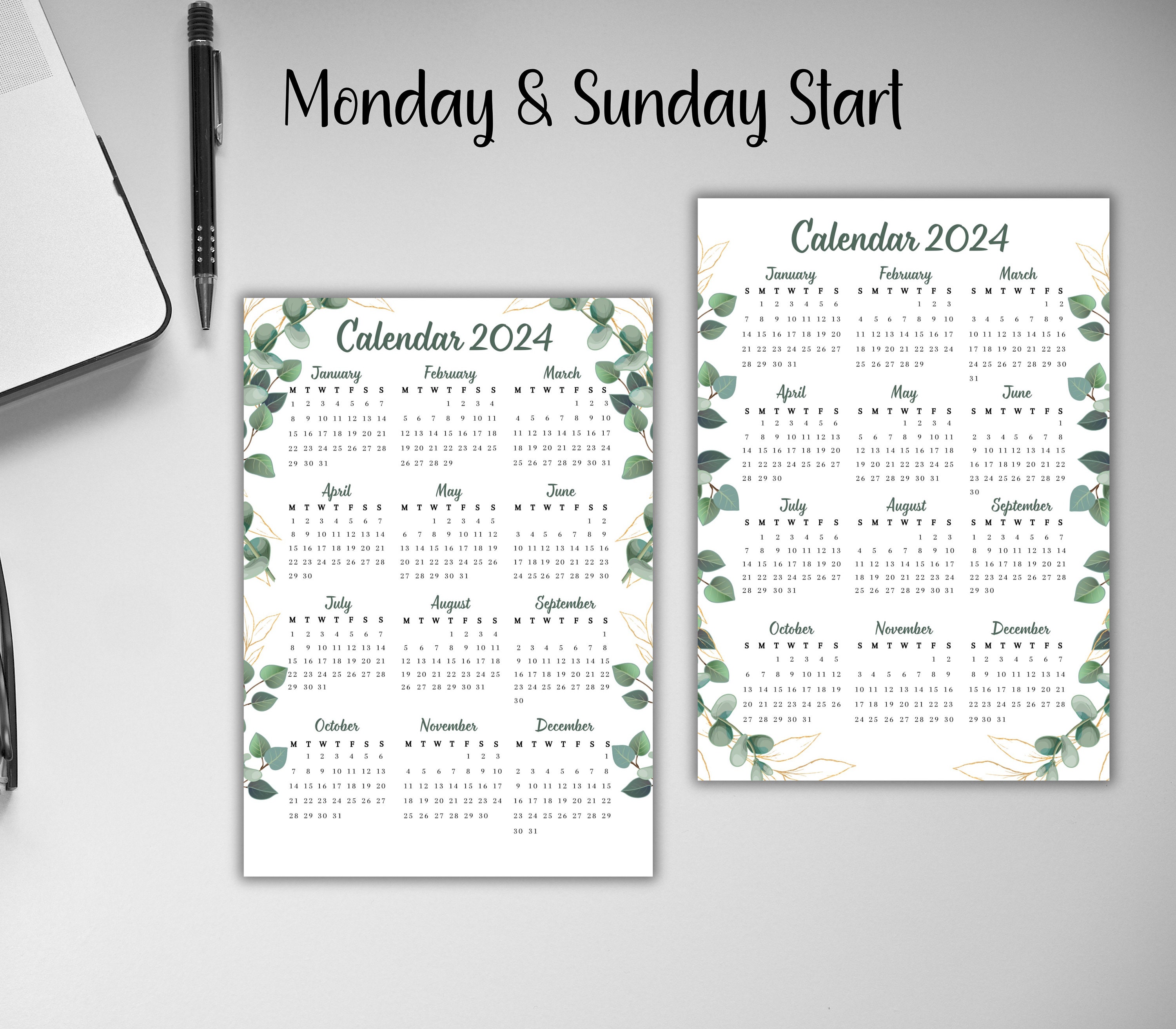 Printable Yearly Plans, Quarterly Goals, 2024 Year at a Glance, Year ...
