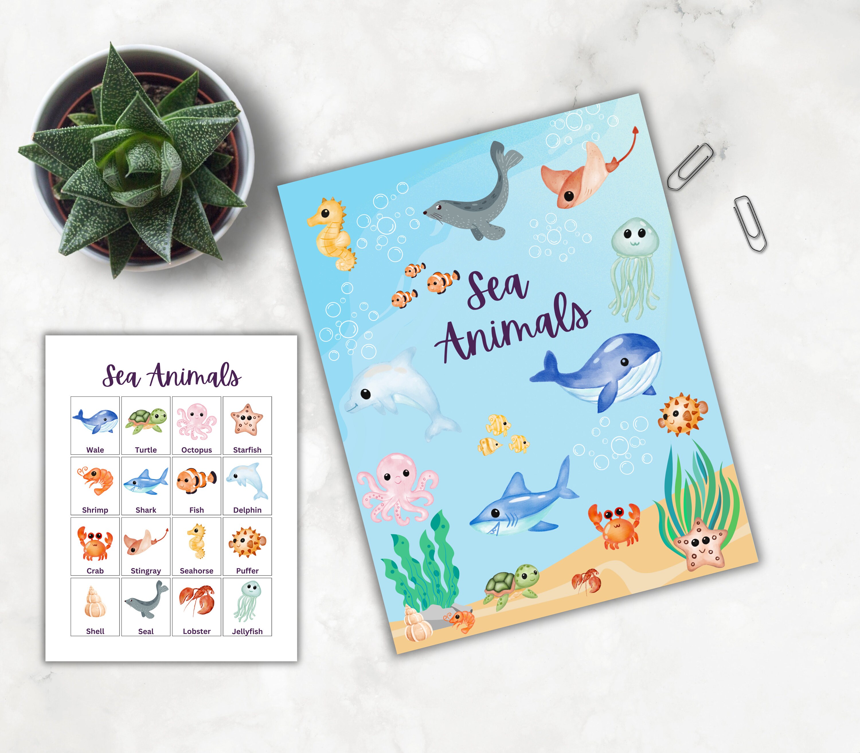 Printable Sea Animals Bundle, Kids Activity, Learning About Sea Life ...