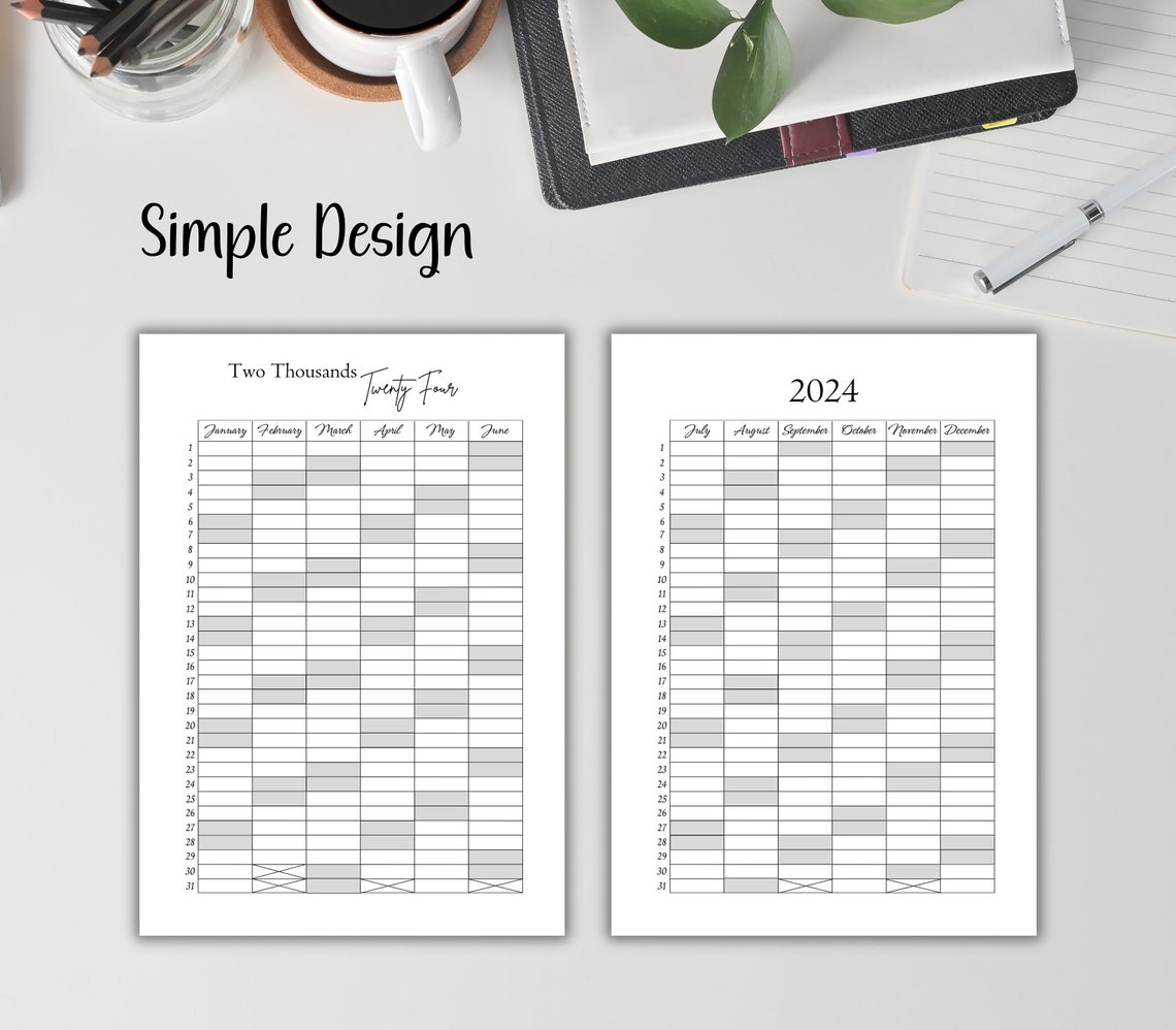 Printable 2024 Yearly Planner, 2024 Calendar, Year Planner Insert, Year ...