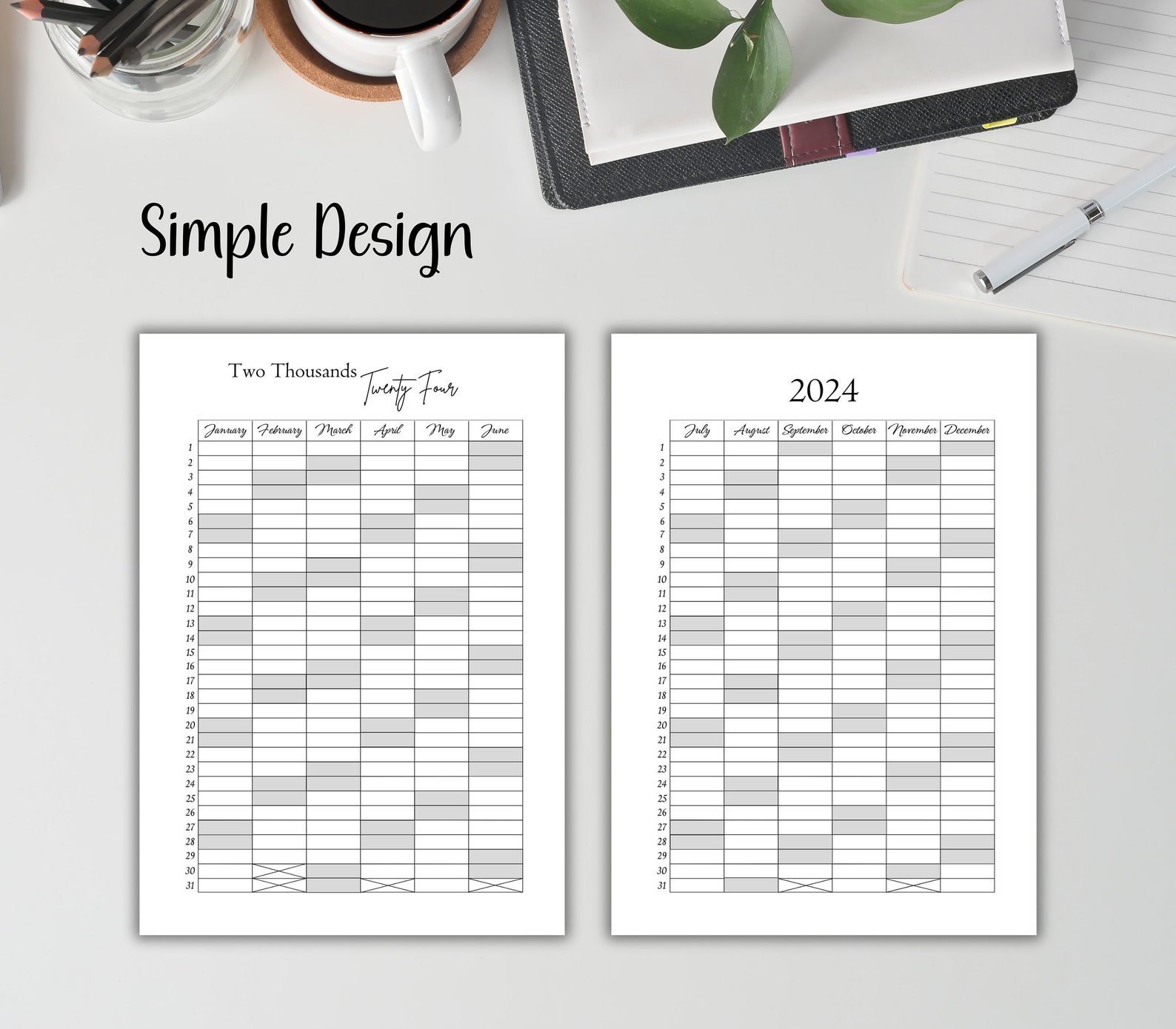 Printable 2024 Yearly Planner, 2024 Calendar, Year Planner Insert, Year ...