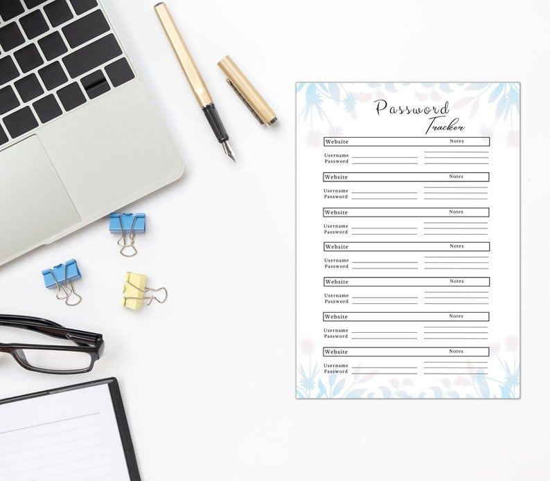 Password Tracker Printable, Password Organizer, Planner Insert ...