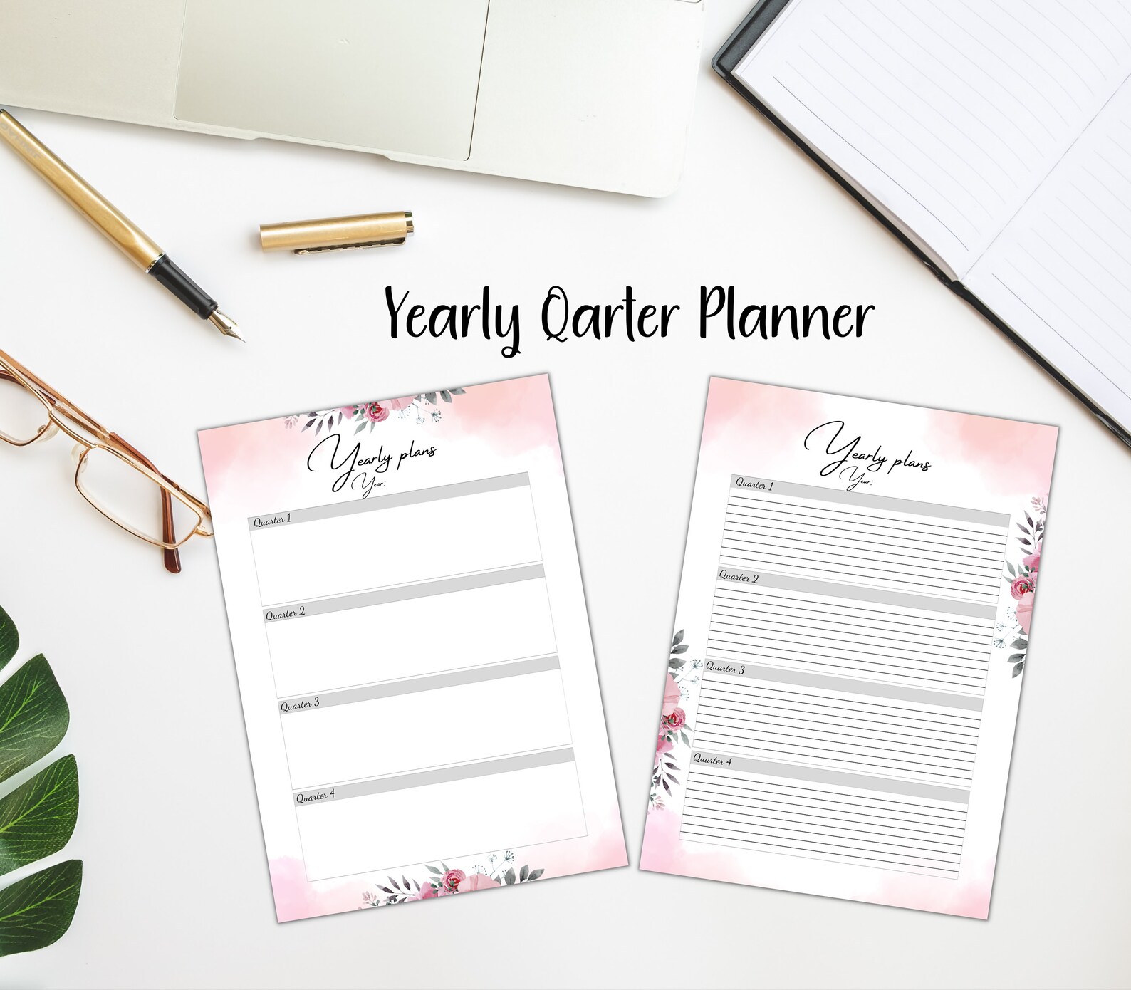 Printable Yearly Planner Quarterly Tasks & Goals 2023 Year - Etsy