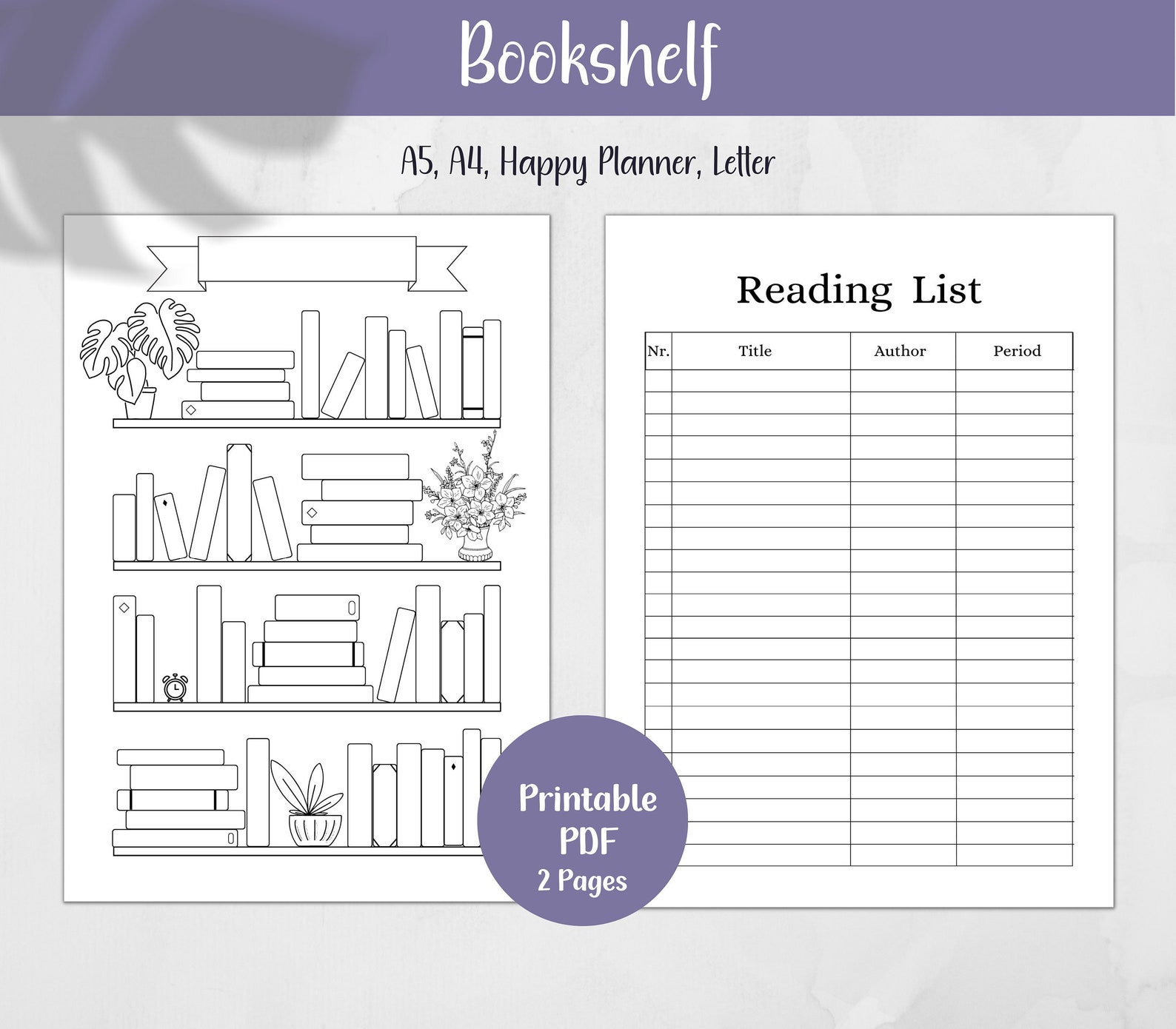 Printable Bookshelf Reading Tracker Insert, Reading List Planner Pages ...