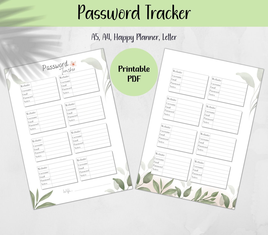 Printable Password Tracker, Password Journal, Password Organizer ...