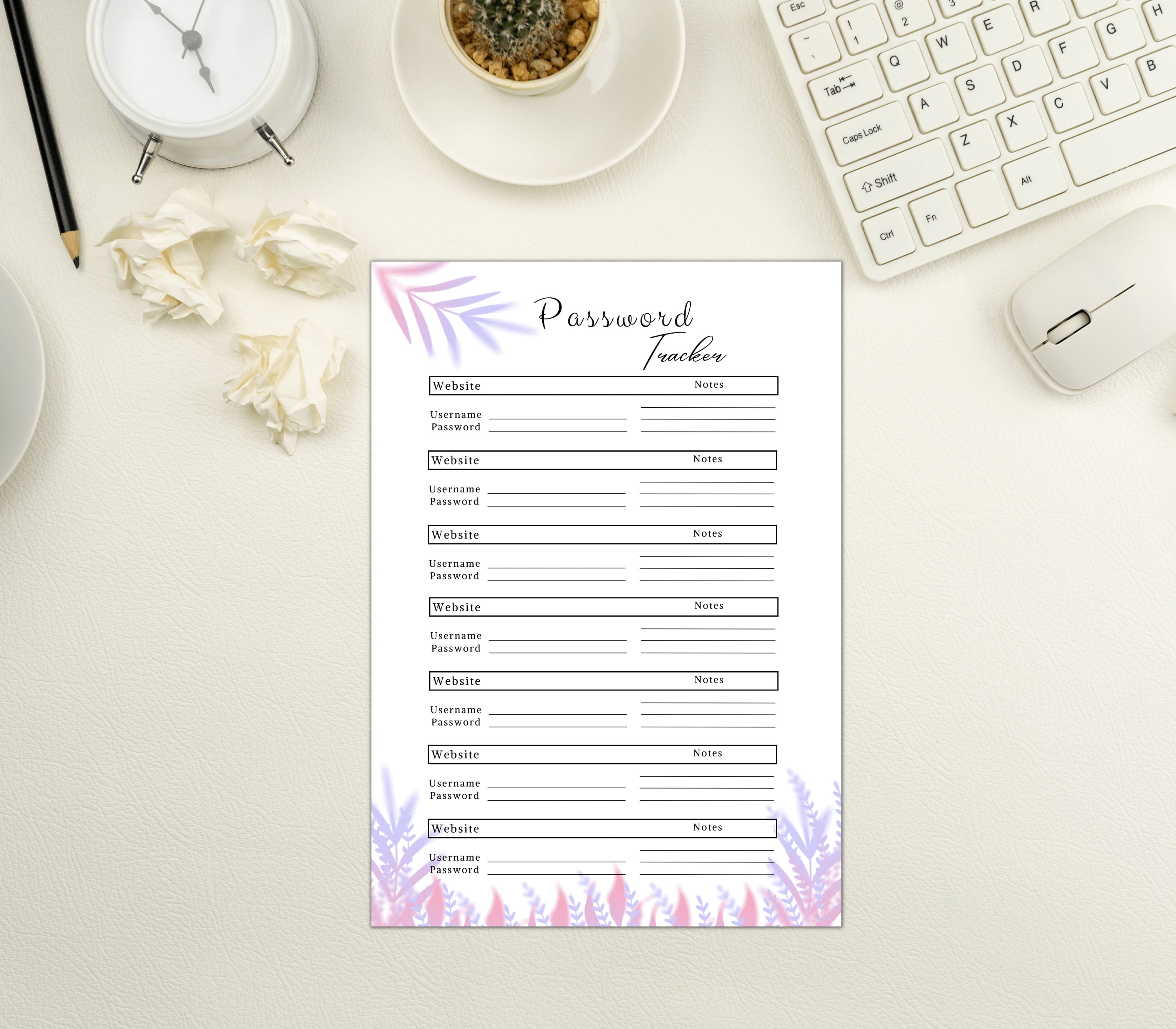 Password Tracker Printable, Password Organizer, Planner Insert ...