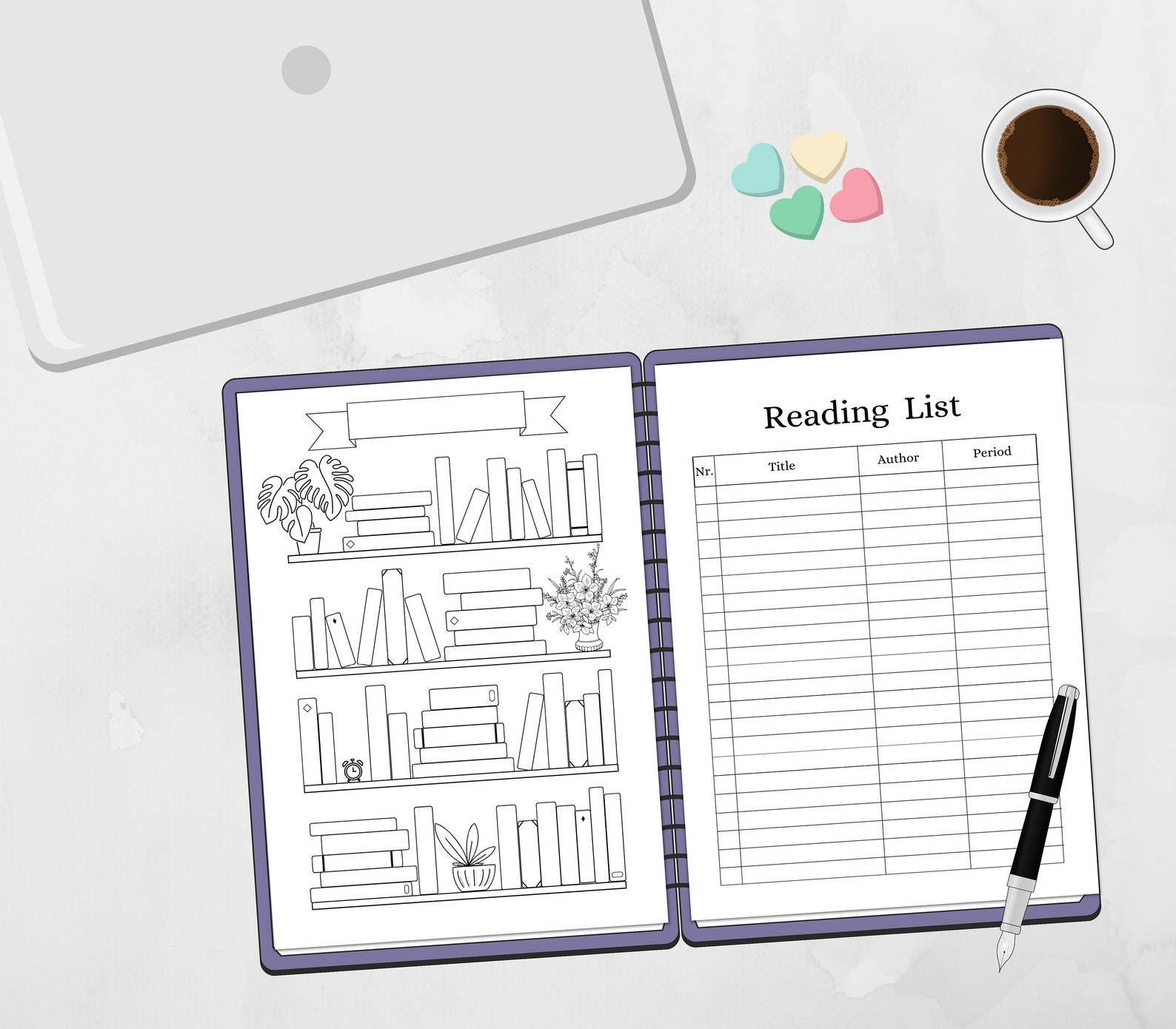 Printable Bookshelf Reading Tracker Insert, Reading List Planner Pages ...