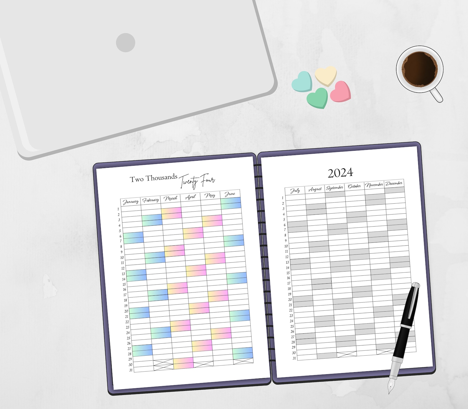 Printable 2024 Yearly Planner, 2024 Calendar, Year Planner Insert, Year ...