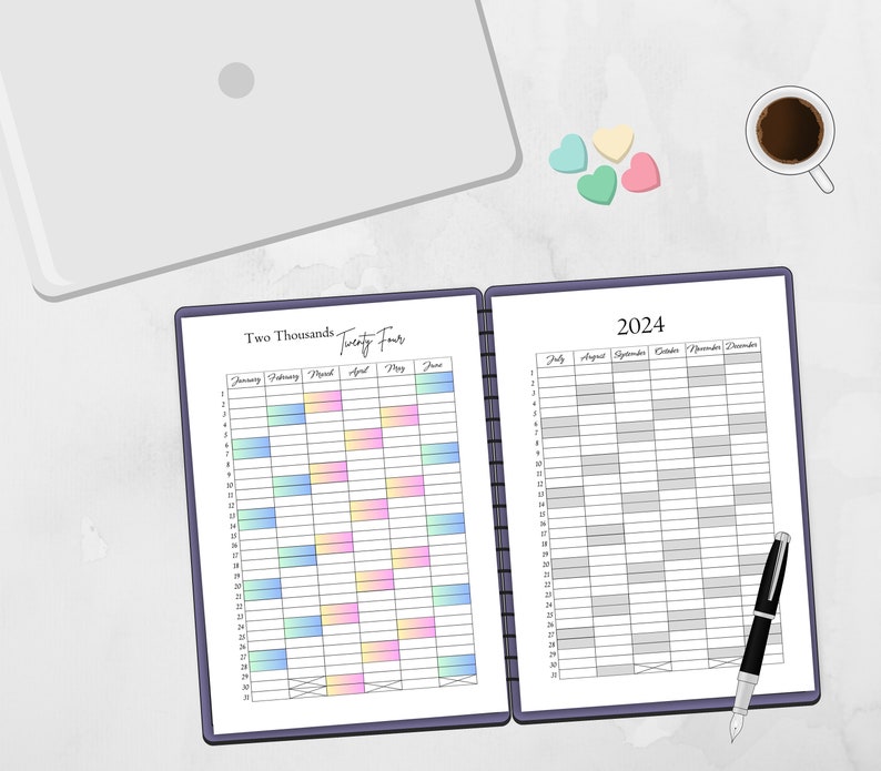 Printable 2024 Yearly Planner, 2024 Calendar, Year Planner Insert, Year ...